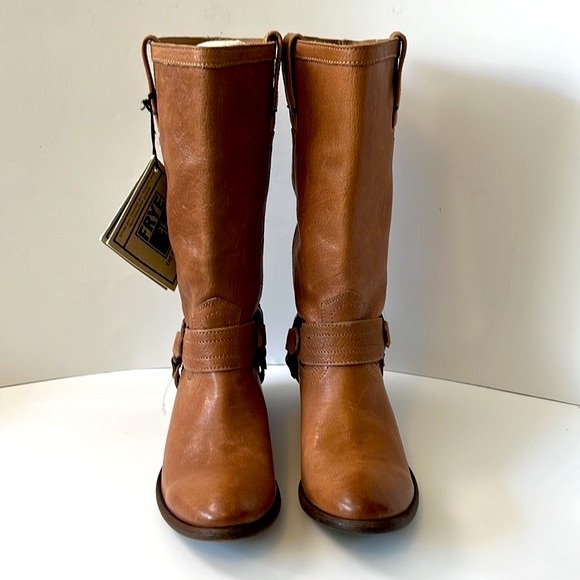 Frye | Shoes | Frye Carson Belted Harness Leather Boots Cognac Size 7b ...